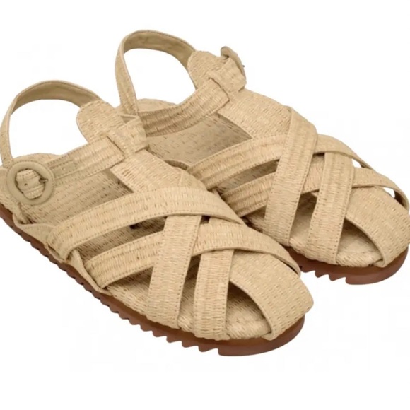 FARM Rio | Shoes | Farm Rio Raffia Zigzag Sandal In Raffia Beige | Poshmark